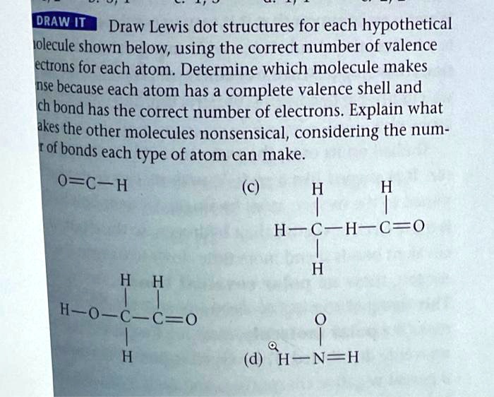 DRAW IT Draw Lewis dot structures for each hypothetical molecule shown ...