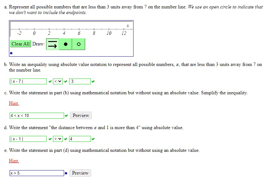 SOLVED: Texts: a. Represent all possible numbers that are less than 3 units away from 7 on the ...