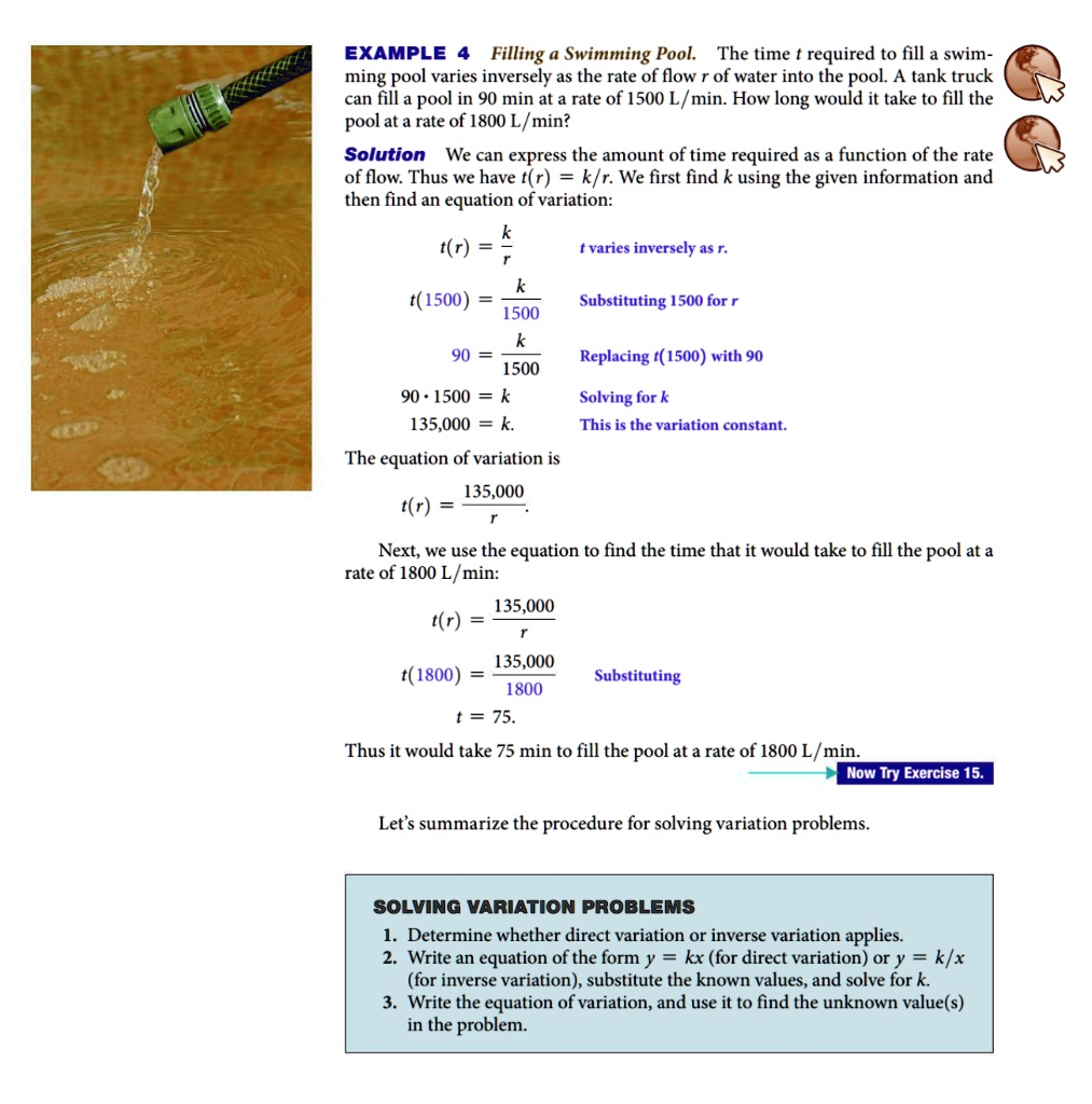 SOLVED: EXAMPLE Filling - Swimming Pool. The time required to fill swim ...