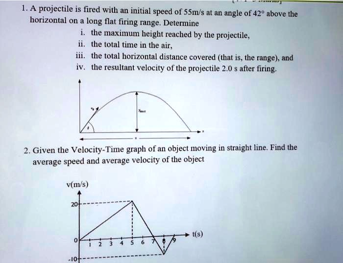 SOLVED: A projectile is fired with an initial speed of SSnVs at an ...