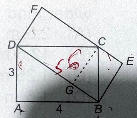 Two rectangles ABCD and DBEF are shown in the figure. The area of rectangle DBEF in square units ...