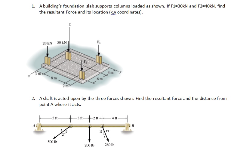 1. A building's foundation slab supports columns loaded as shown. If F1 ...