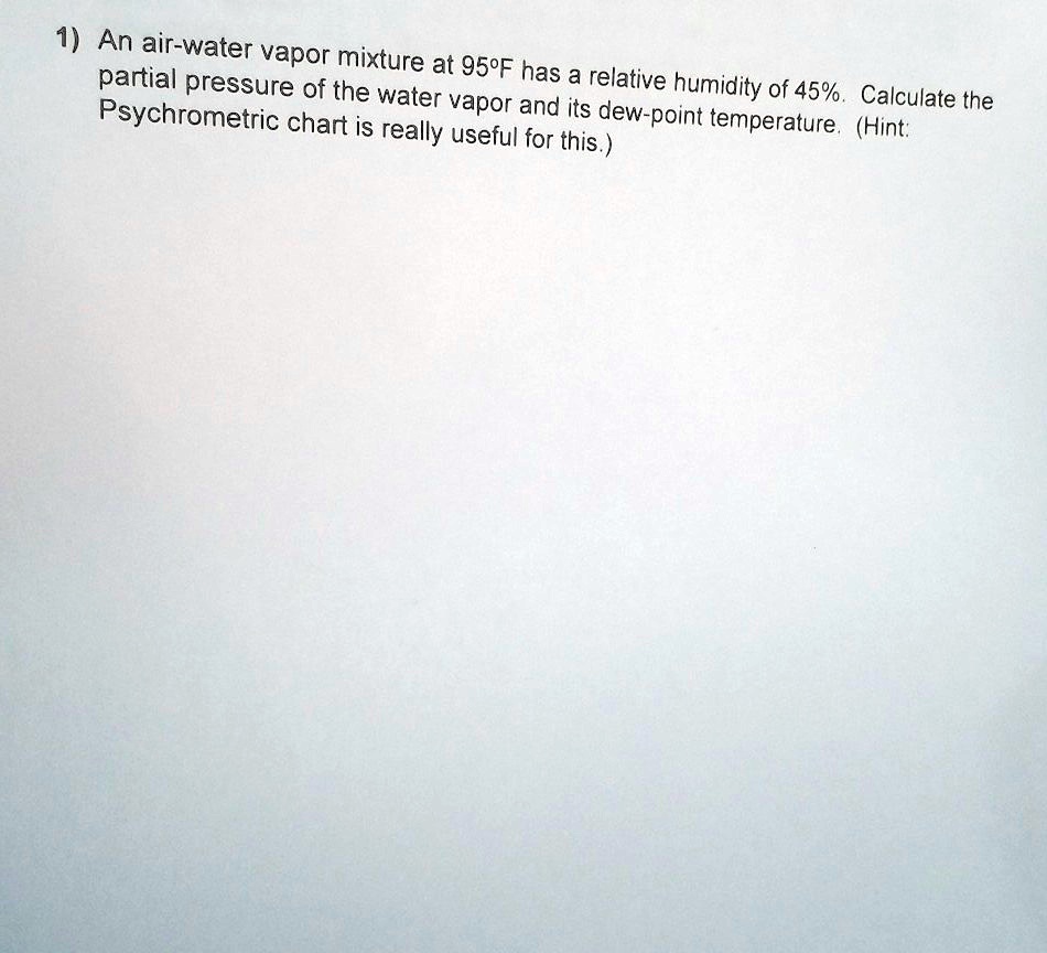 SOLVED: An air-water vapor mixture at 95Â°F has a relative humidity of ...