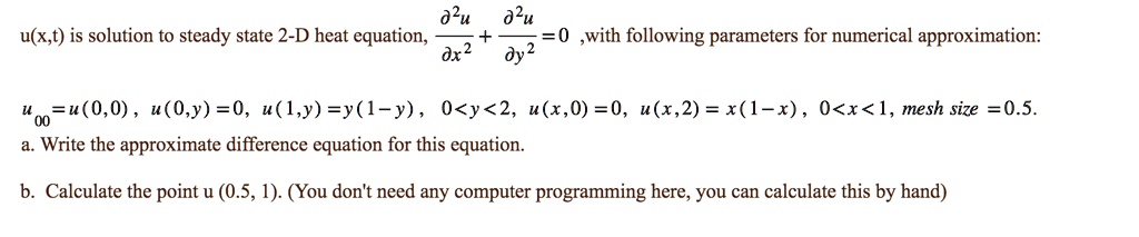 SOLVED: a21 u(x,t) is solution to steady state 2-D heat equation ,with ...
