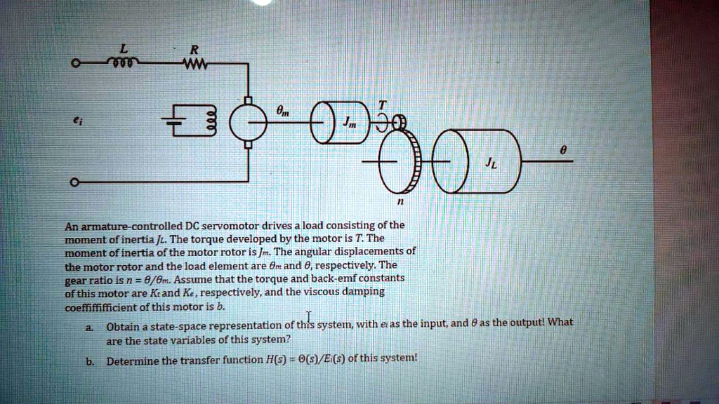 An armature-controlled DC servomotor drives a load consisting of the ...
