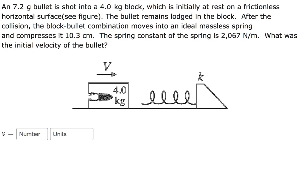 SOLVED: An 7.2-g bullet is shot into a 4.0-kg block, which is initially ...