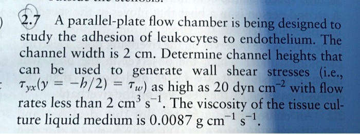 a parallel plate flow chamber is being designed to study the adhesion ...