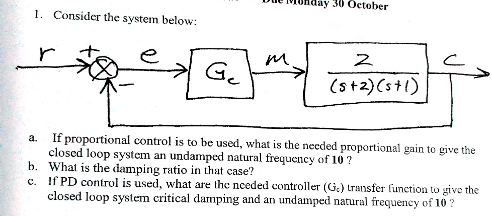 SOLVED: a). If proportional control is to be used, what is the needed ...