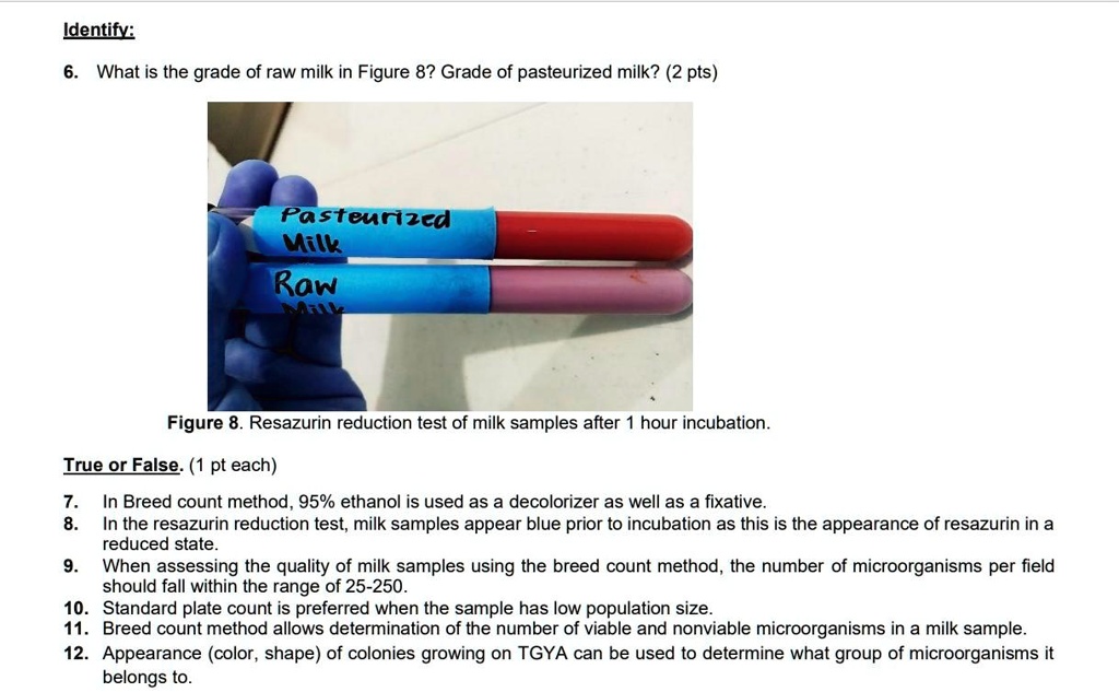 SOLVED: What is the grade of raw milk in Figure 8? Grade of pasteurized ...