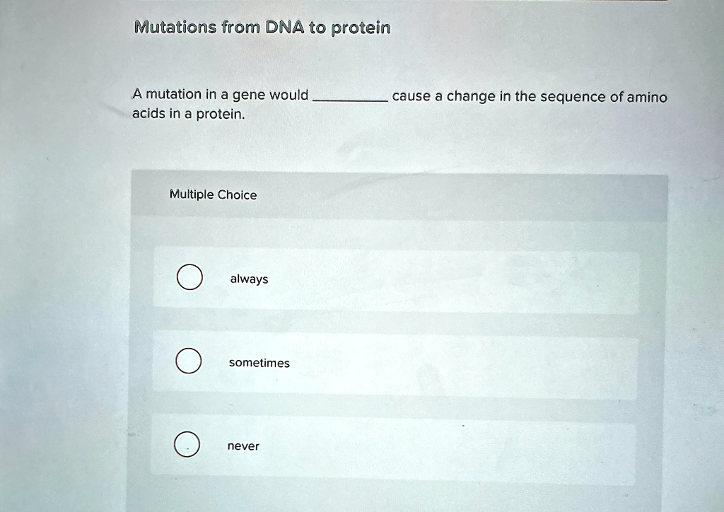 mutations from dna to protein a mutation in a gene would cause a change ...