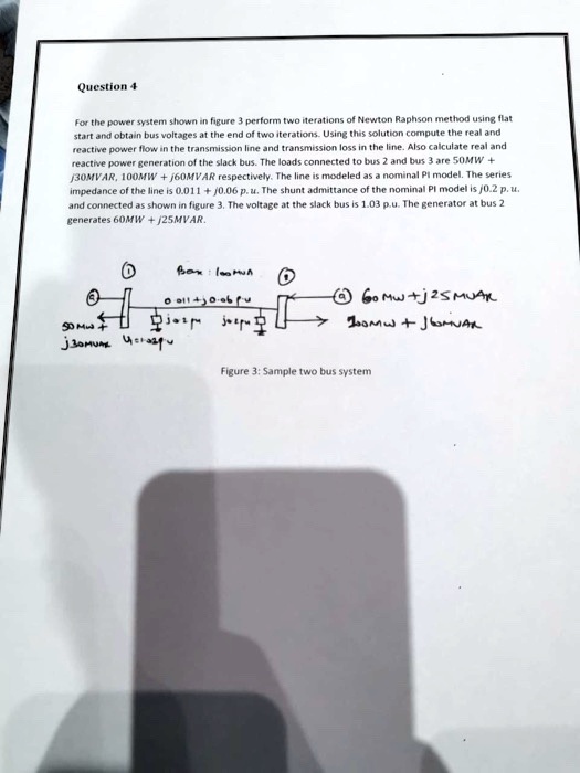SOLVED: For the power system shown in Figure 3, perform two iterations ...
