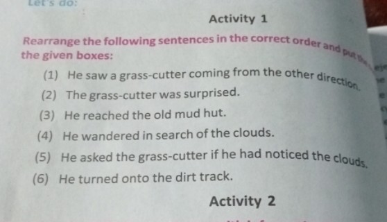 Activity 1 Rearrange the following sentences in the correct order and ...