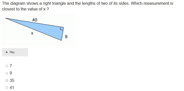 SOLVED: The diagram shows a right triangle and the lengths of two of ...