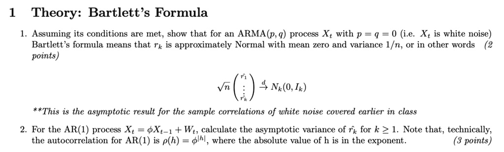 1 theory bartletts formula assuming its conditions are met show that ...