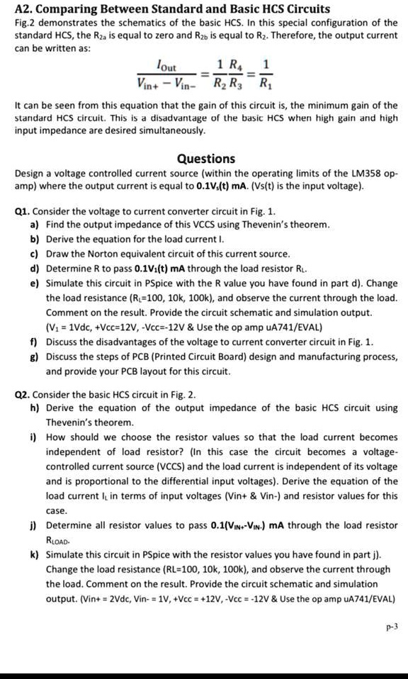 SOLVED:A2. Comparing Between Standard and Basic HCS Circuits Fig.2 ...