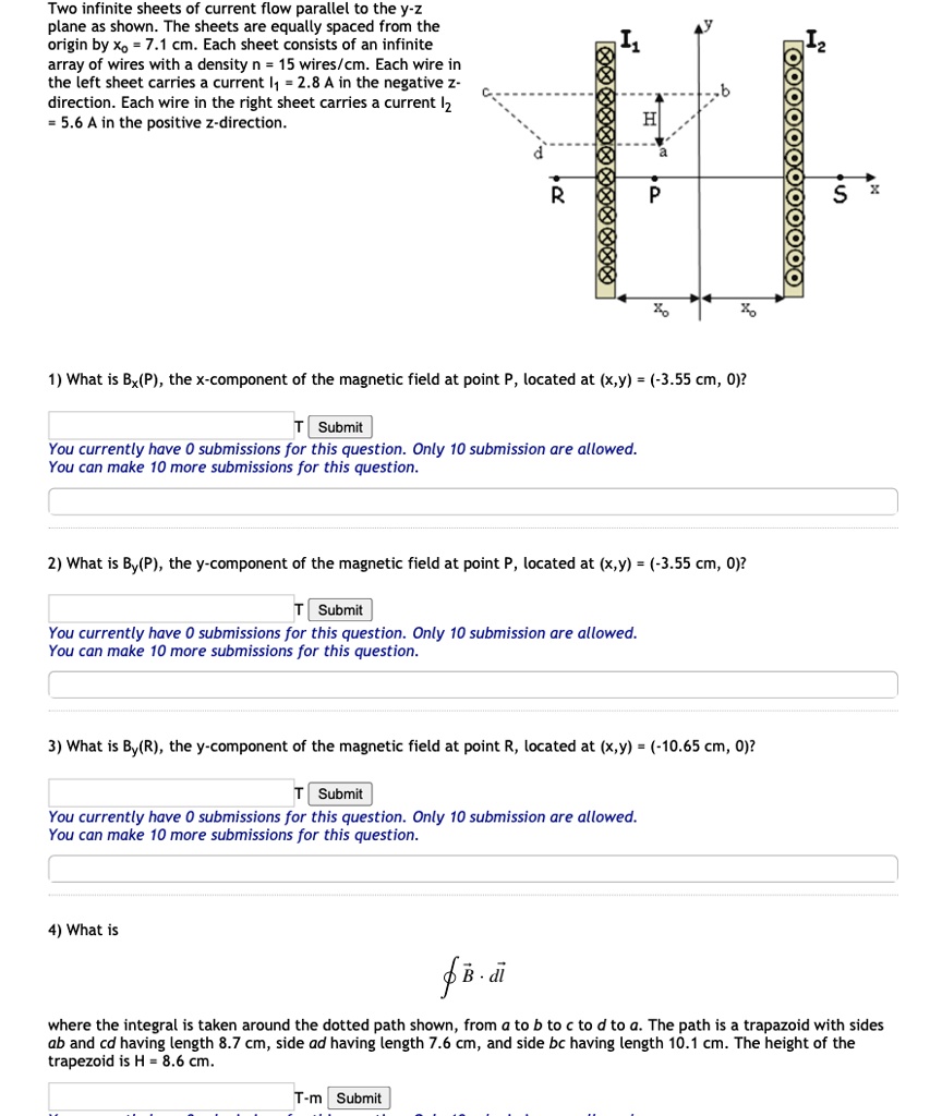 two infinite sheets of current flow parallel to the y z plane as shown the sheets are equally ...