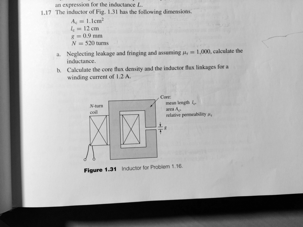 SOLVED: An expression for the inductance L. 1.17 The inductor of Fig. 1.31 has the following ...