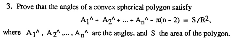 SOLVED: 3. Prove that the angles of a convex spherical polygon satisfy ...