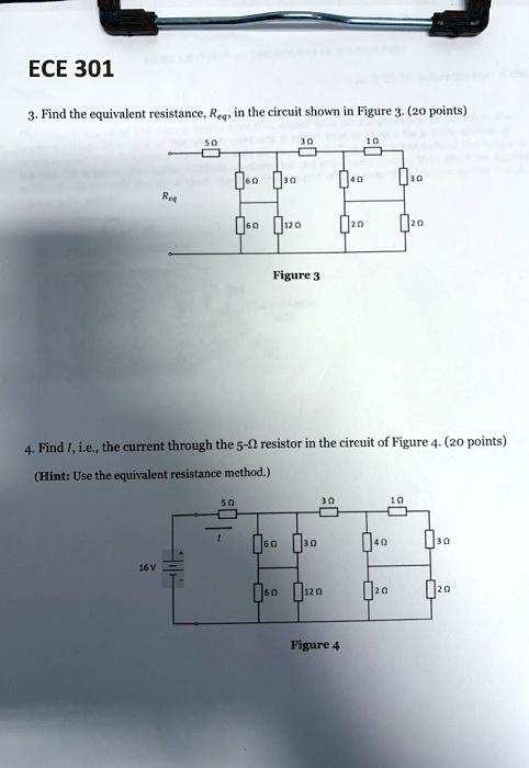 SOLVED: ECE 301 Find the equivalent resistance, Re, in the circuit ...