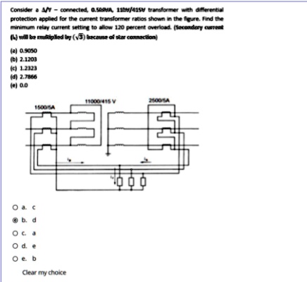 SOLVED: Consider a connected 5kV/0.5hV transformer with differential ...