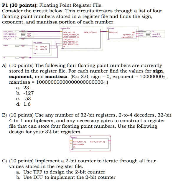 p1 30 points floating point register file consider the circuit below ...