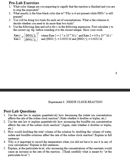 SOLVED:Pre-Lab Exercises Wat color change are You expecting signif ...