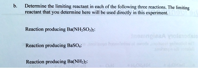 SOLVED: Determine the limiting reactant in each of the following three reactions. The limiting ...