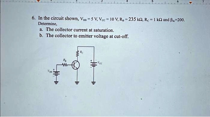 SOLVED: Texts: Help! 6. In the circuit shown, Vn = 5V, Vcc = 10V, R = 235kΩ, Rc = 1kΩ, and β ...