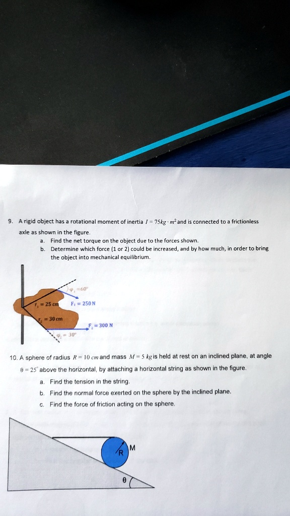 A rigid object has a rotational moment of inertia of 7 kg and is ...