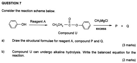 SOLVED: Consider the reaction scheme below. Reagent A CH3MgCl Chemical Compound Draw the ...
