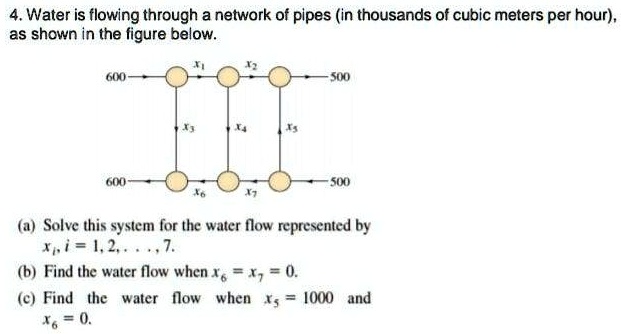 4 water is flowing through a network of pipes in thousands of cubic meters per hour as shown in ...