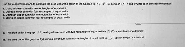 Solved Use Finite Approximations To Estimate The Area Under The Graph Of The Function F X 8