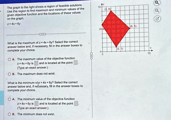 SOLVED: The graph to the right shows a region of feasible solutions. Use this region to find ...