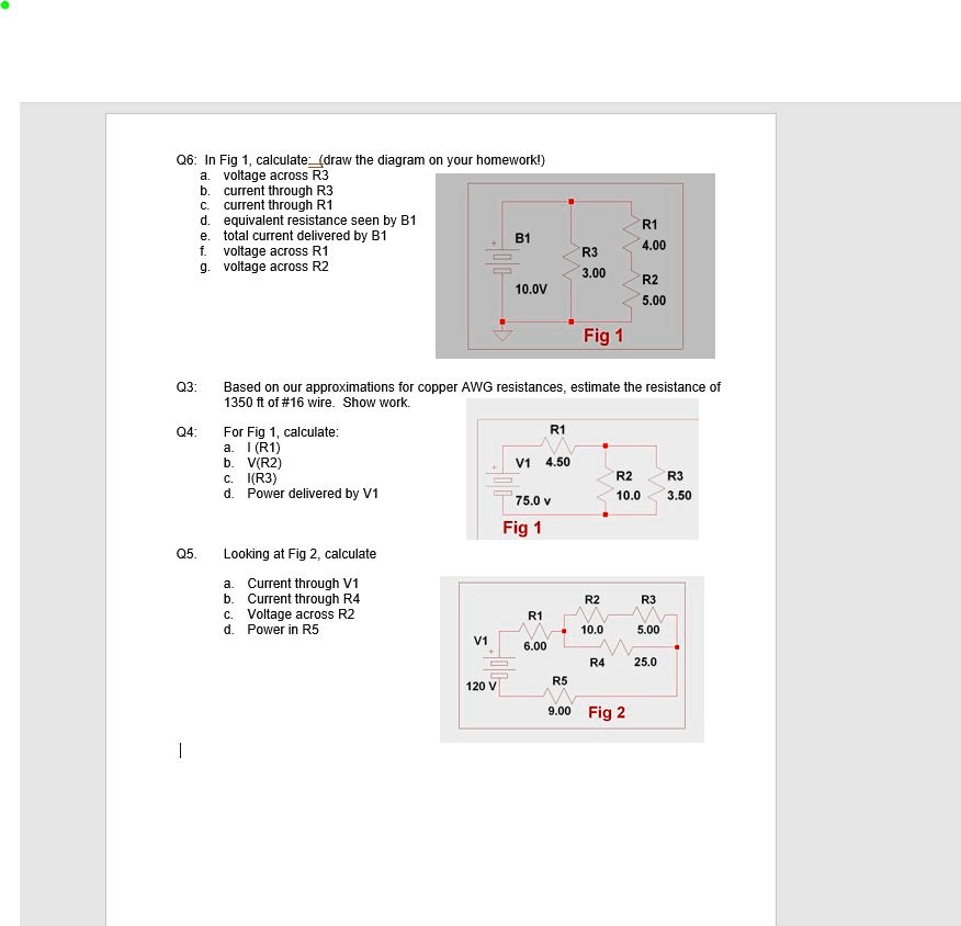 Solved In Fig Calculate Draw The Diagram On Your Homeworkl Voltage