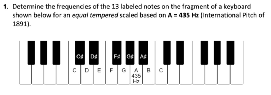 1 determine the frequencies of the 13 labeled notes on the fragment of ...