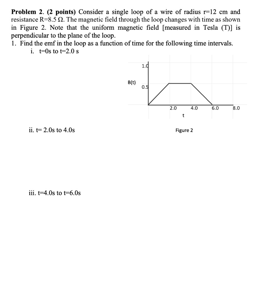 problem 2 2 points consider single loop of a wire of radius 0l2 cm and resistance r 85 0 the ...