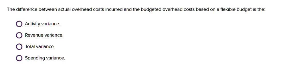 SOLVED: The difference between actual overhead costs incurred and the ...