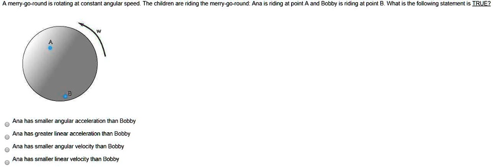 SOLVED: Merry-go-round rotating at a constant angular speed. The children are riding the merry ...