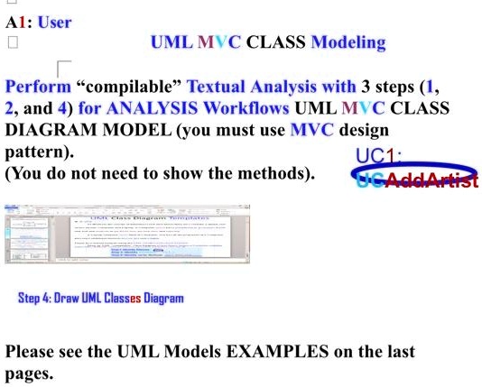 Solved Texts Uml Class Modeling Uml Case Modeling Uml Modeling A1 User Uml Mvc Class Modeling