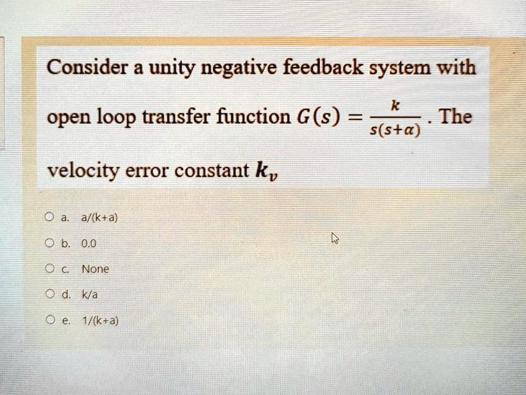 Solved Consider A Unity Negative Feedback System With The Open Loop Transfer Function Gs S 