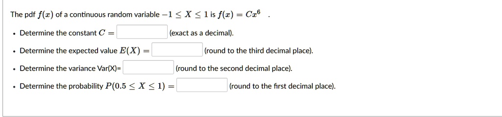 SOLVED: The pdf f(z) of a continuous random variable 1