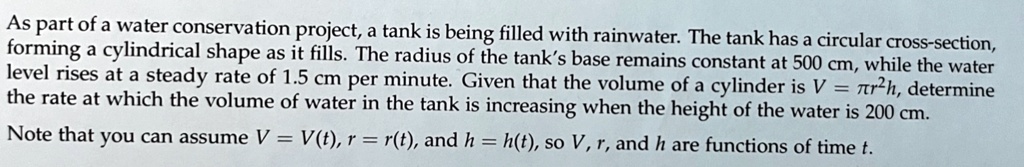 as part of a water conservation project a tank is being filled with ...