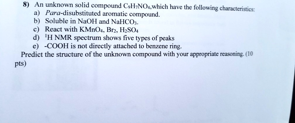 8 an unknown solid compound coh noawhich have the following ...