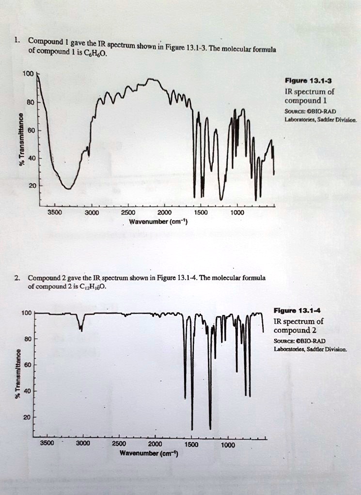 SOLVED: Compound gave the IR spcctrum shown in of compound Figure 13.1 ...