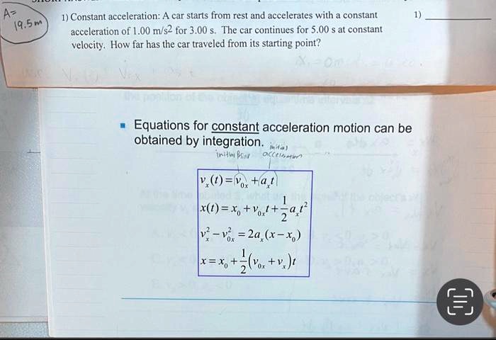 SOLVED: Constant acceleration: A car starts from rest and accelerates ...