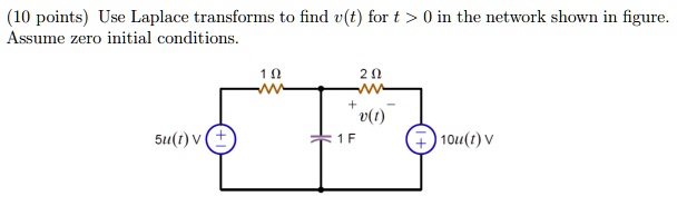 (10 points) Use Laplace transforms to find v(t) for t > 0 in the network shown in figure. Assume ...