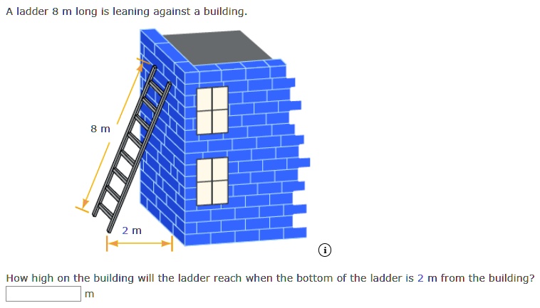 ladder 8 m long is leaning against building how high on the building ...