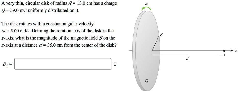 a very thin circular disk of radius r 130 cm has a charge q 590 mc uniformly distributed on it ...