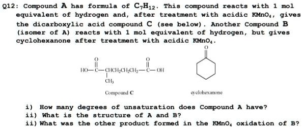 q12 compound has formula cqh2 this compound reacts with mol equivalent ...
