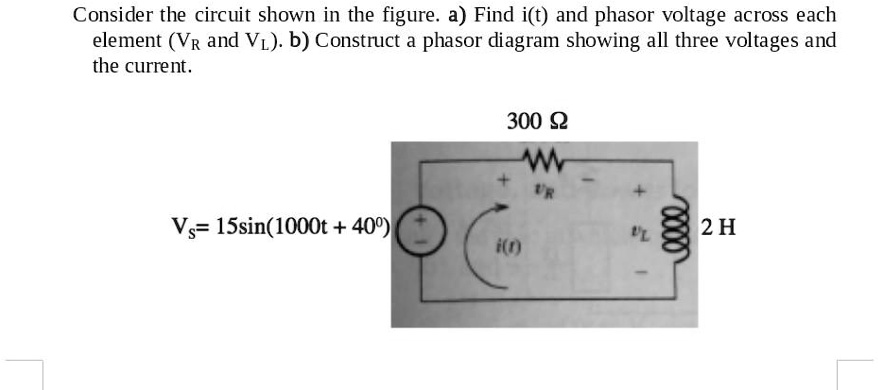 SOLVED: Consider the circuit shown in the figure. Find i(t) and the phasor voltage across each ...